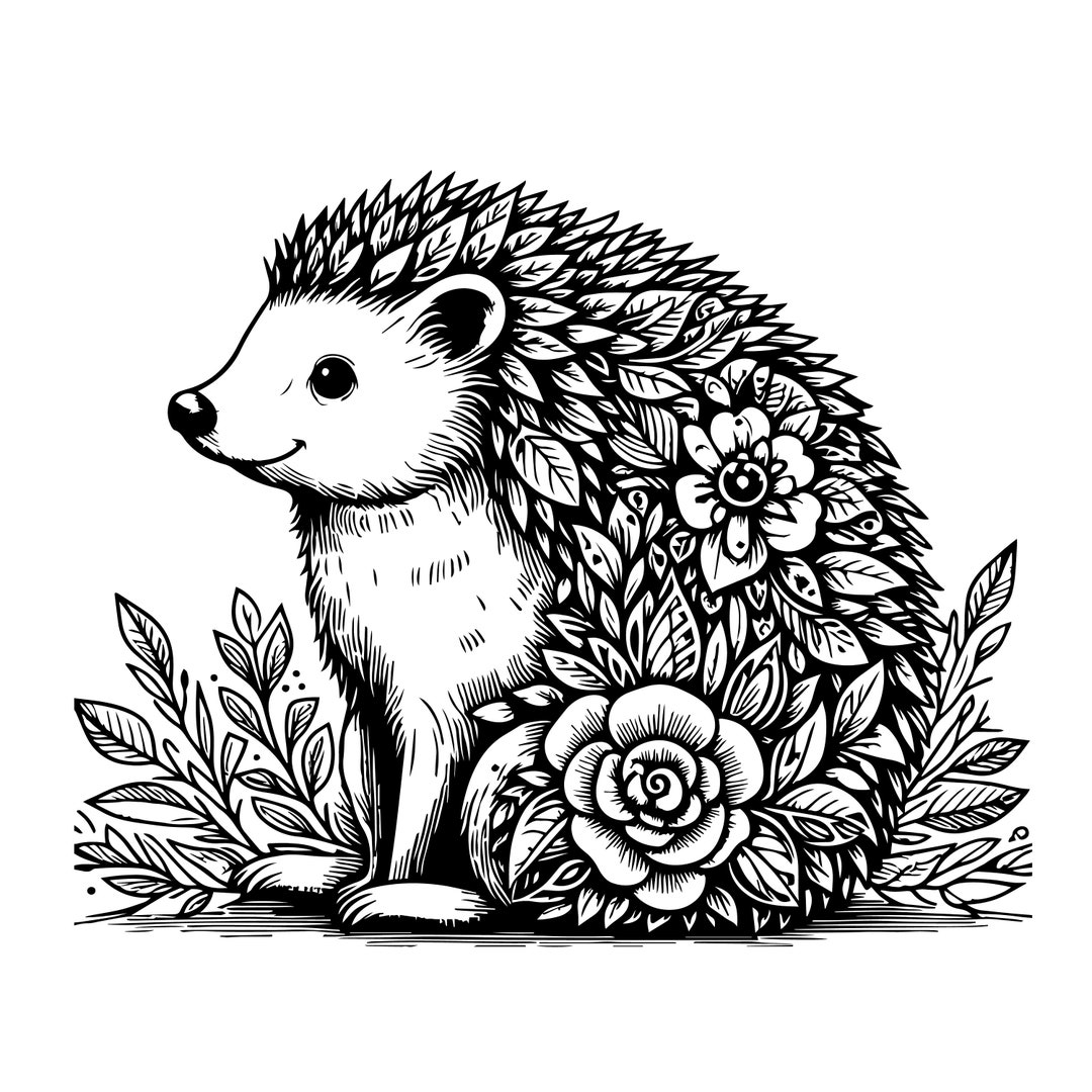 Hedgehog SVG File, Floral Hedgehog Svg, Hedgehog Flowers Svg, Hedgehog ...