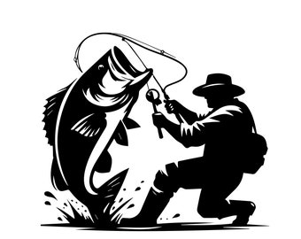 Fisherman Catching Fish SVG, EPS, PNG, Pdf / Fishing Svg / Cut File ...