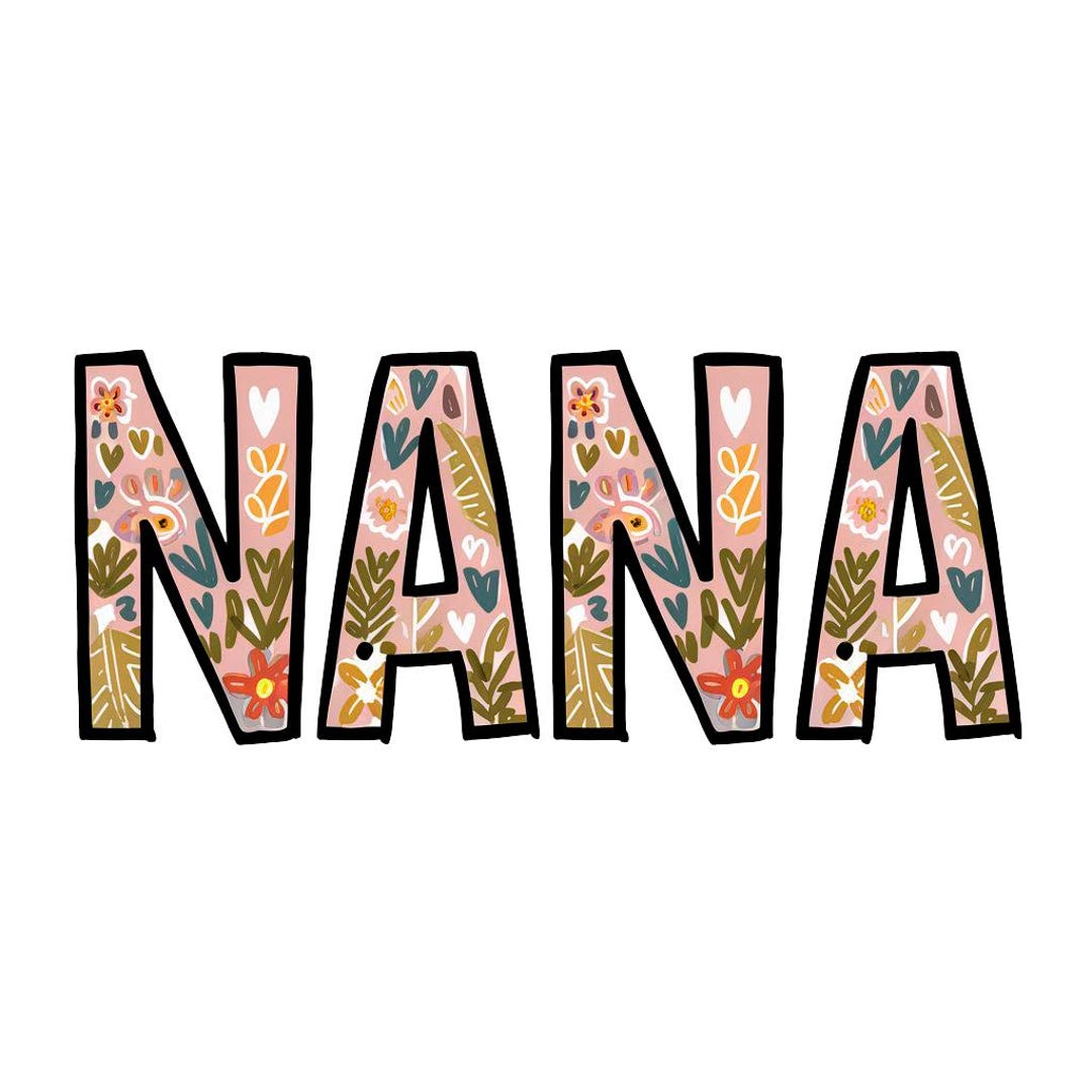 Boho Floral Nana PNG, Grandma Flowers Graphic Digital Download, Retro Nana Digital File ...
