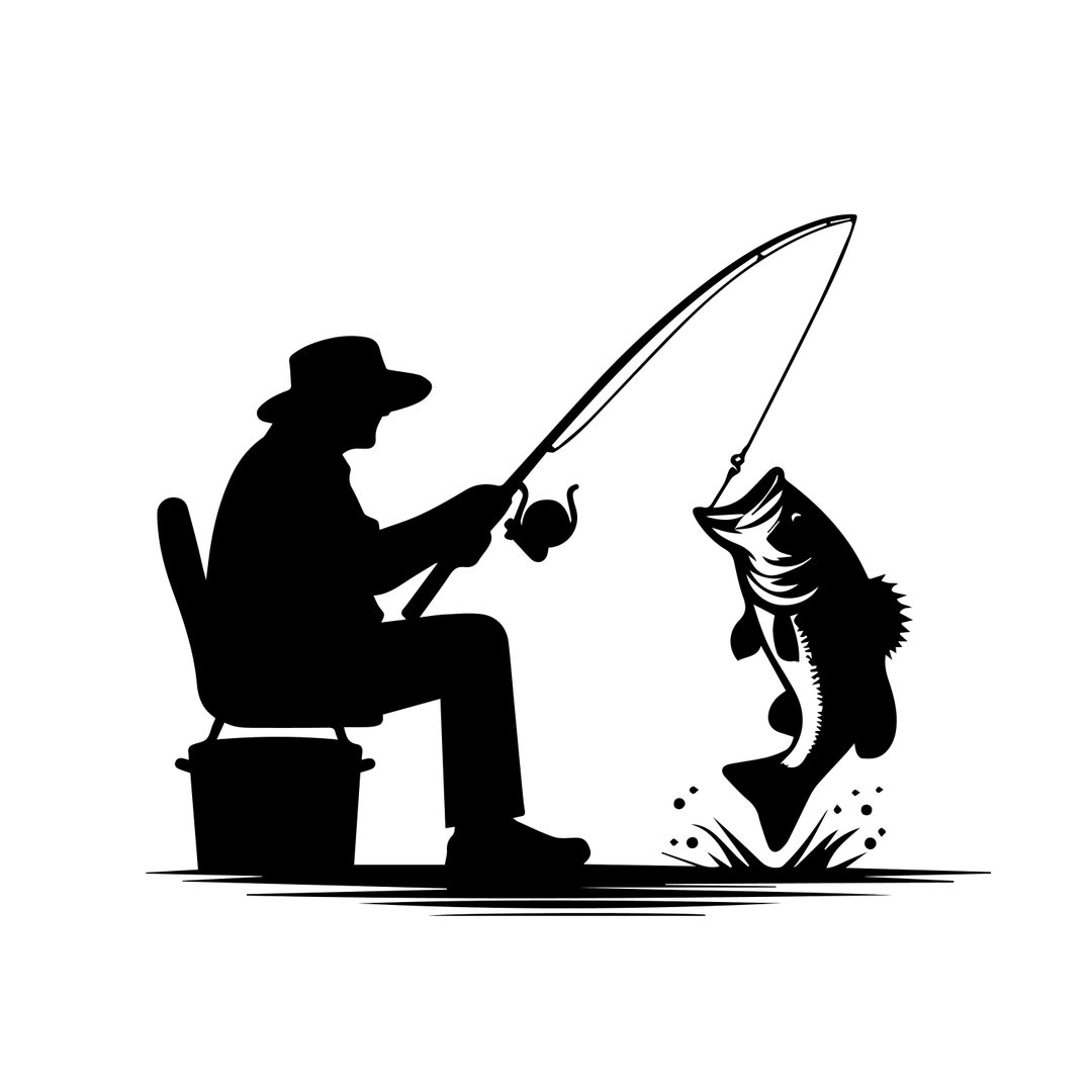 Fisherman Catching Fish SVG, EPS, PNG, / Fishing Svg / Cut File ...