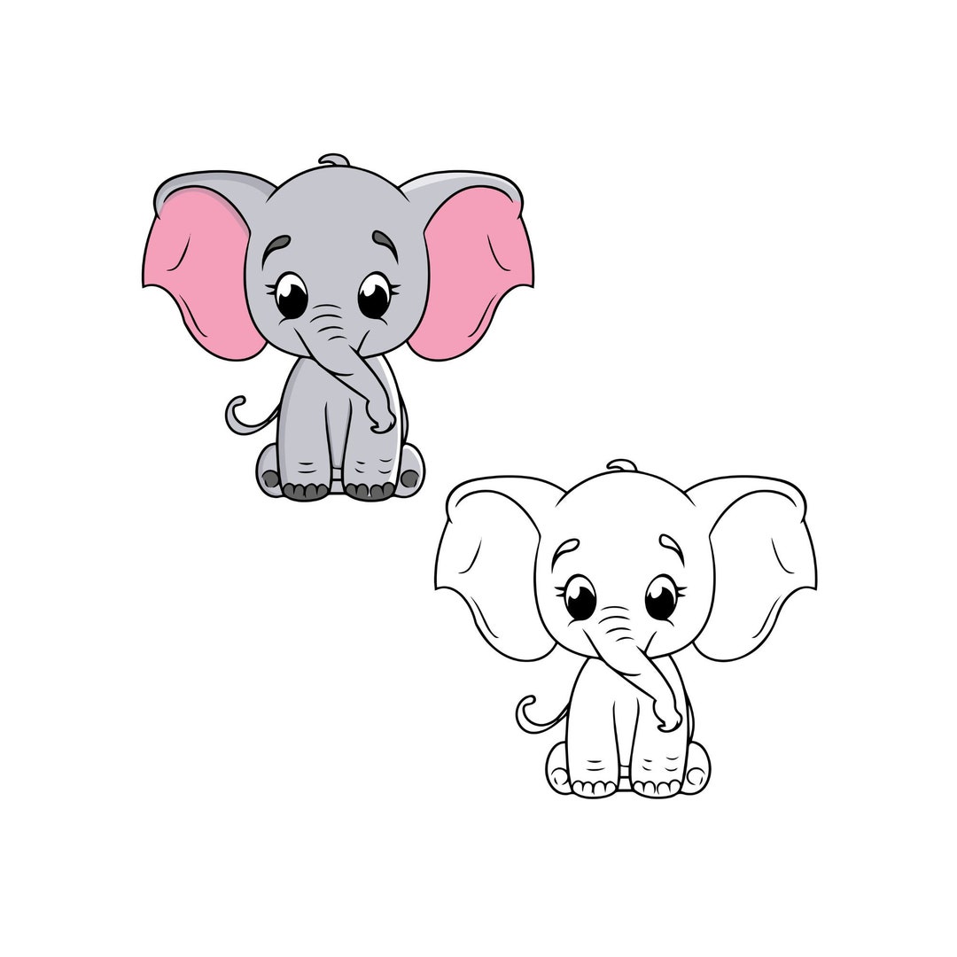 Baby Elephant SVG Cute Elephant Girl Cut File Elephant Outline Baby ...