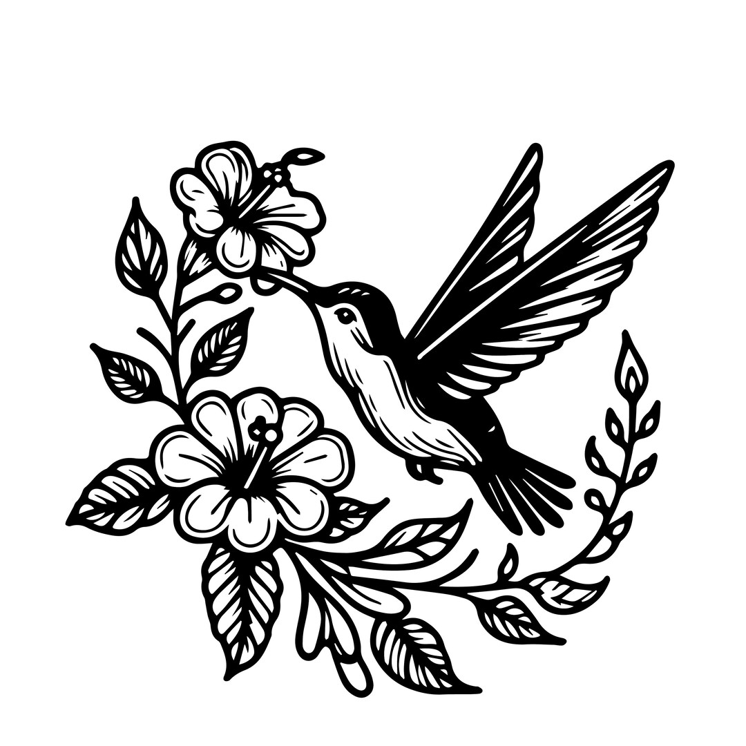Hummingbird Flowers Svg & Png, Hummingbird Clipart, Flower Vector Image ...