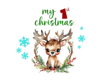 My First Christmas Reindeer Ornament SVG PNG, Baby First Christmas SVG ...