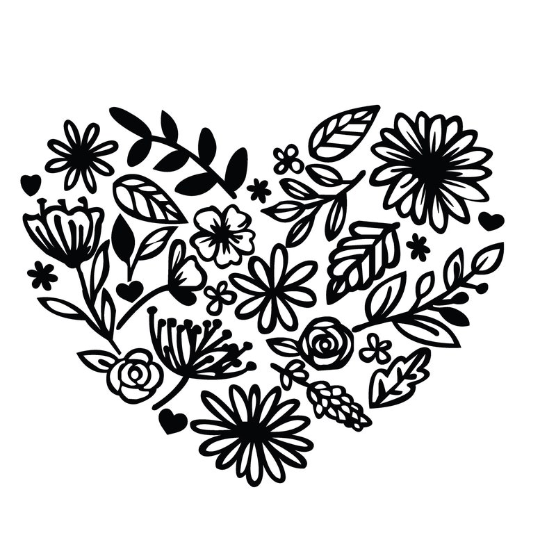 Flower Heart Svg - Etsy