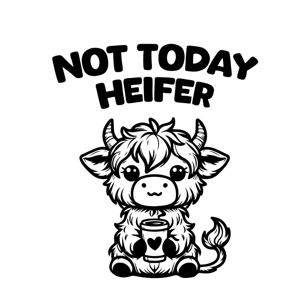 Not Today Heifer SVG PNG Coffee Lover Highland Cow Png Funny Western ...