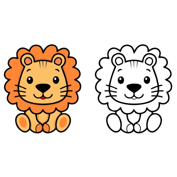 Baby Lion Outline Svg - Etsy