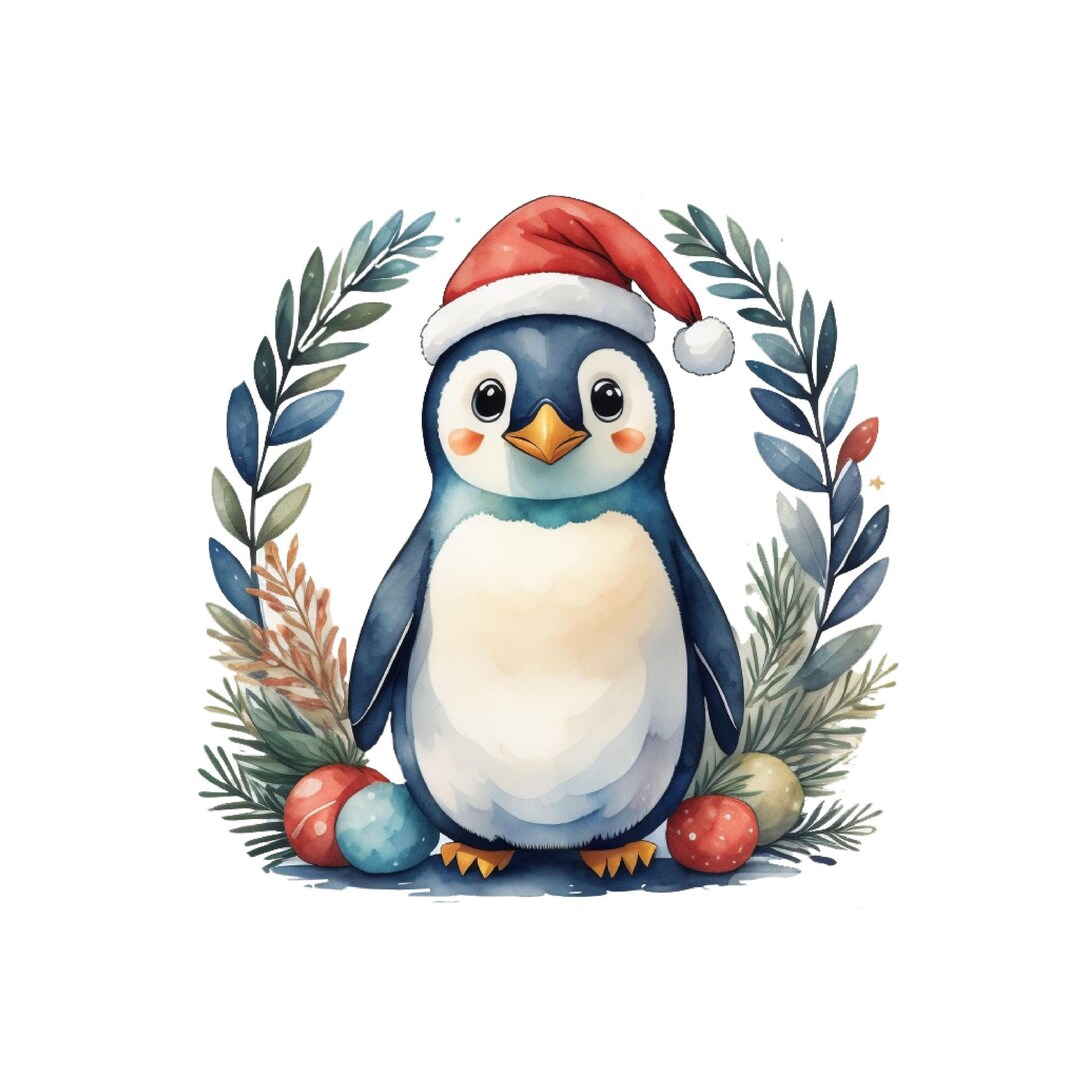 Christmas Penguins Clipart Png Jpg Pdf, Holiday Penguins, Cute Penguin ...
