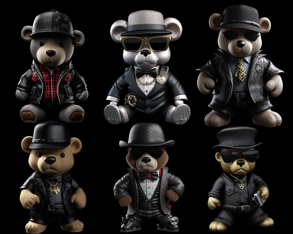 Gangster Teddybear Collection - PNG - Transparant Background - Etsy