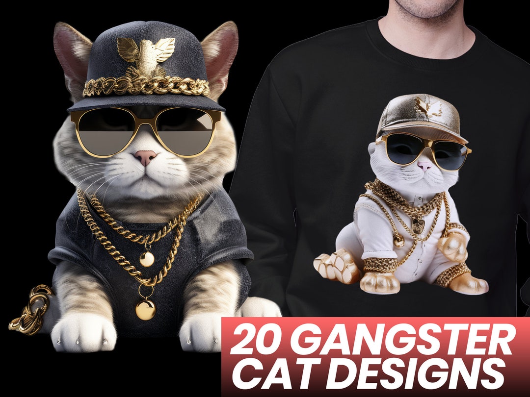 Cute Gangster Cat Designs - PNG 4096x4096 - Transparant Background ...