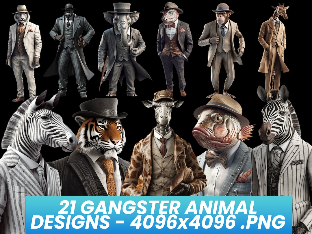 21 Gangster Animal Designs - Gangster Zoo - Tshirt Designs - 4096x4096 ...