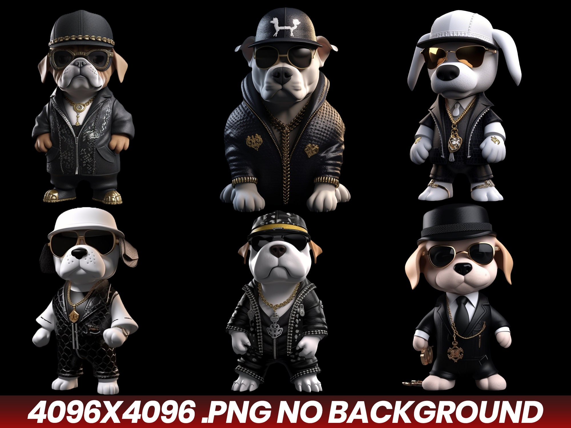 Gangster Dog Collection - PNG - Transparant Background - Etsy