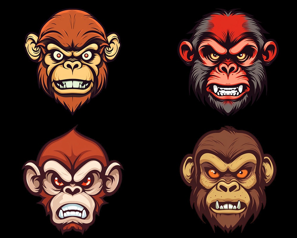 Angry Monkey Tshirt Design / Clipart - Amazing High Quality ...
