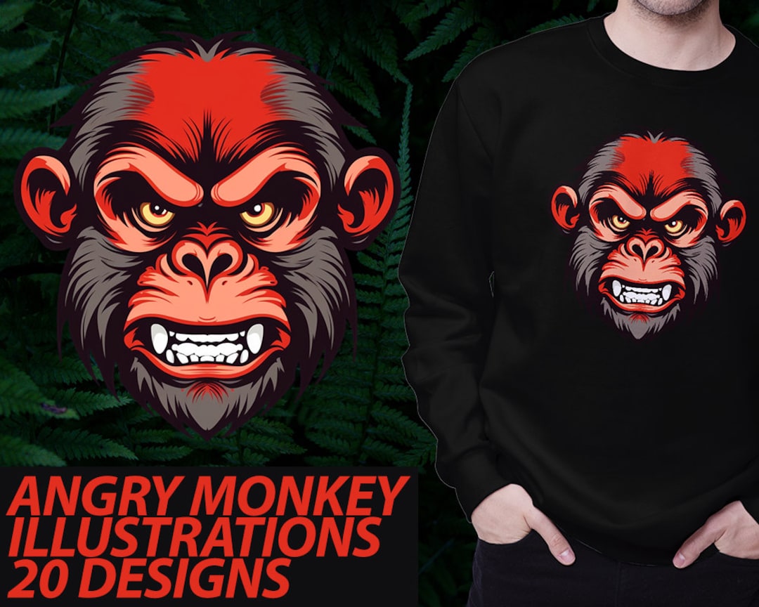 Angry Monkey Tshirt Design / Clipart - Amazing High Quality ...