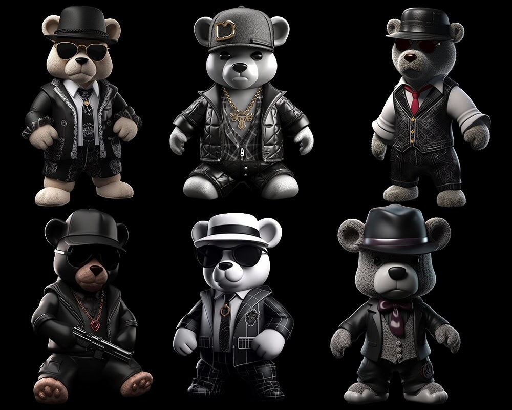Gangster Teddybear Collection - PNG - Transparant Background - Etsy