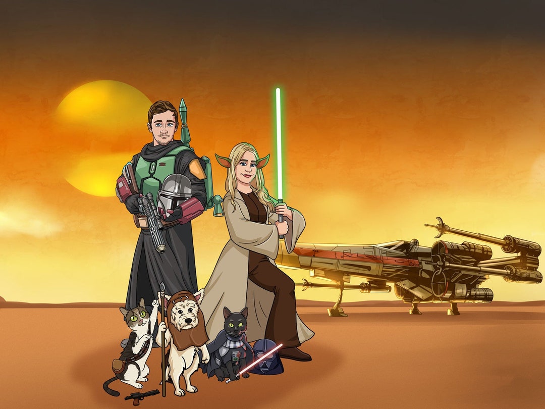 Personalized Star Wars Portrait, Custom Jedi Portrait, Portrait From ...