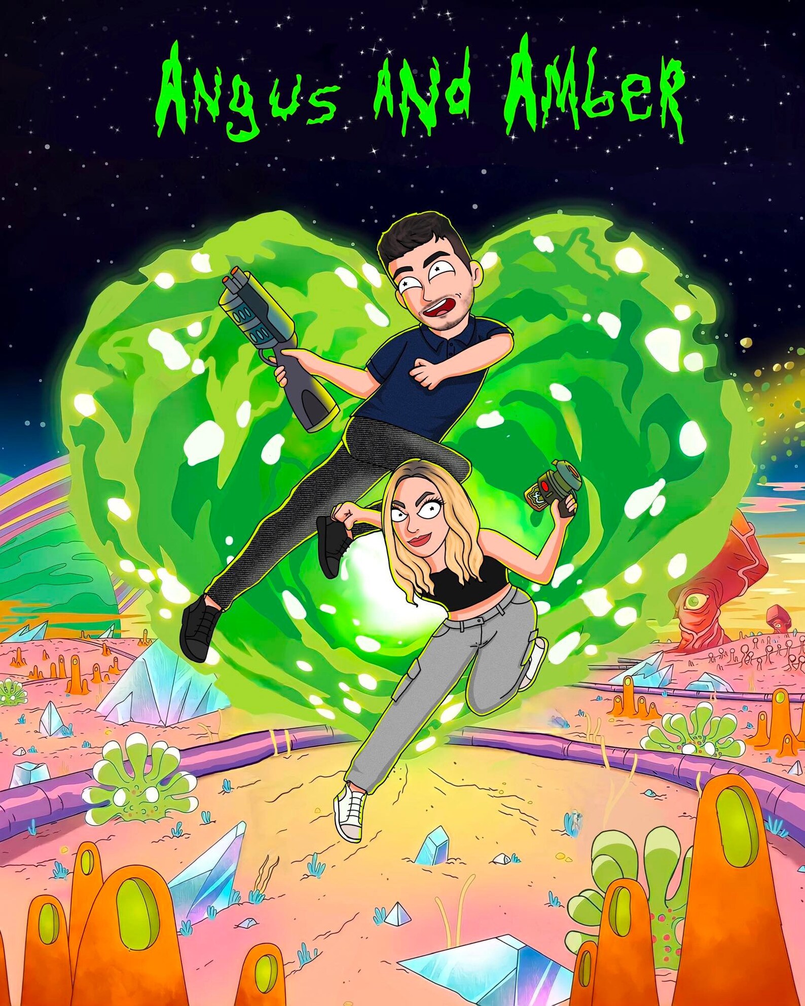SALE Custom Rick and Morty Portrait, Father Day Gift Idea, R N M ...