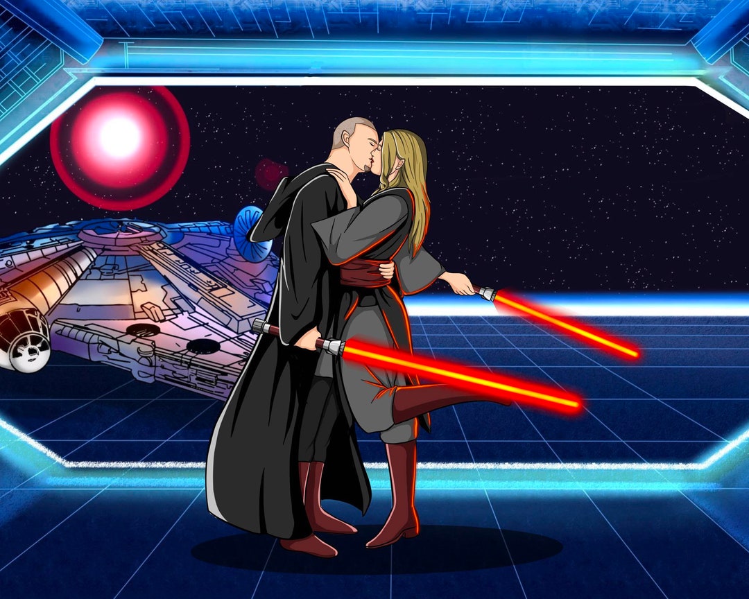 Custom Couple Jedi Portrait, Custom Star Wars Portrait, Family Portrait ...