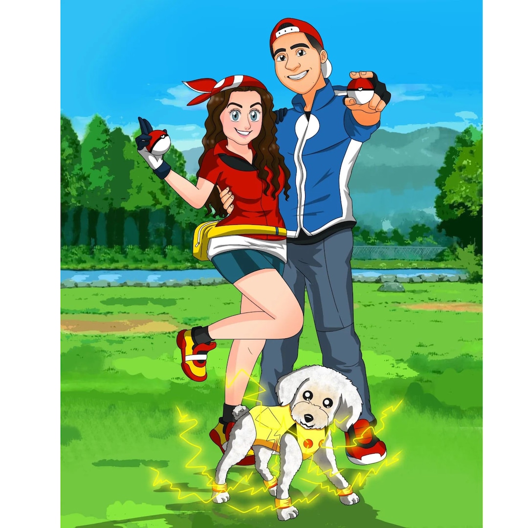 Custom Poke Portrait, Custom Anime Drawing, Couple Poke Gift, Poke ...
