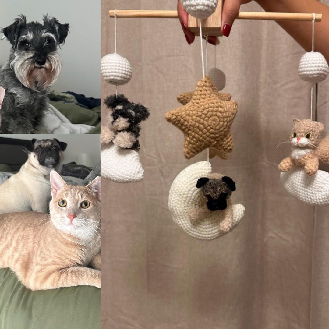 Custom Dog Baby Mobile, Custom Crochet Dog, Baby Nursery Crochet Mobile ...