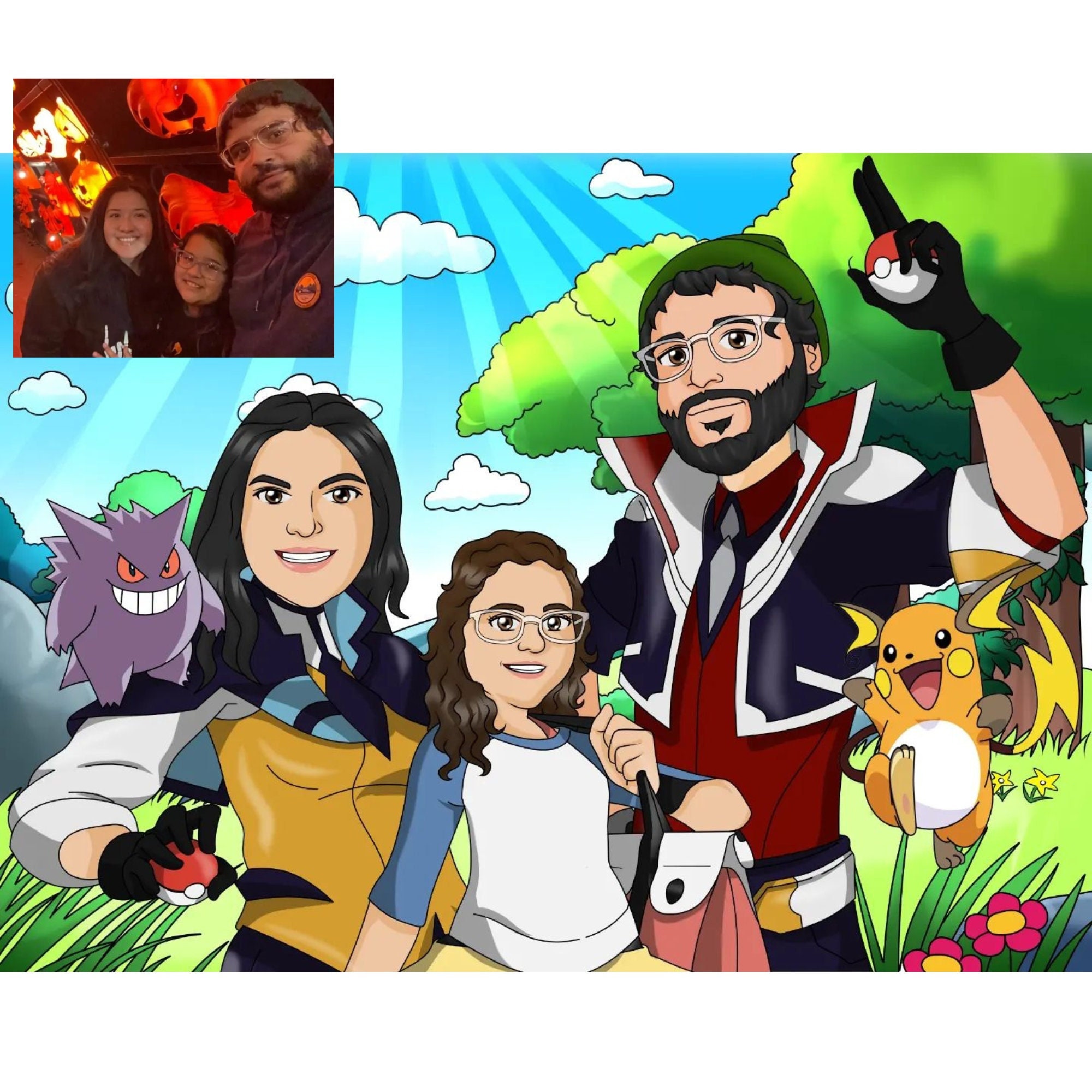 Custom Poke Portrait Custom Anime Drawing Couple Poke Gift - Etsy