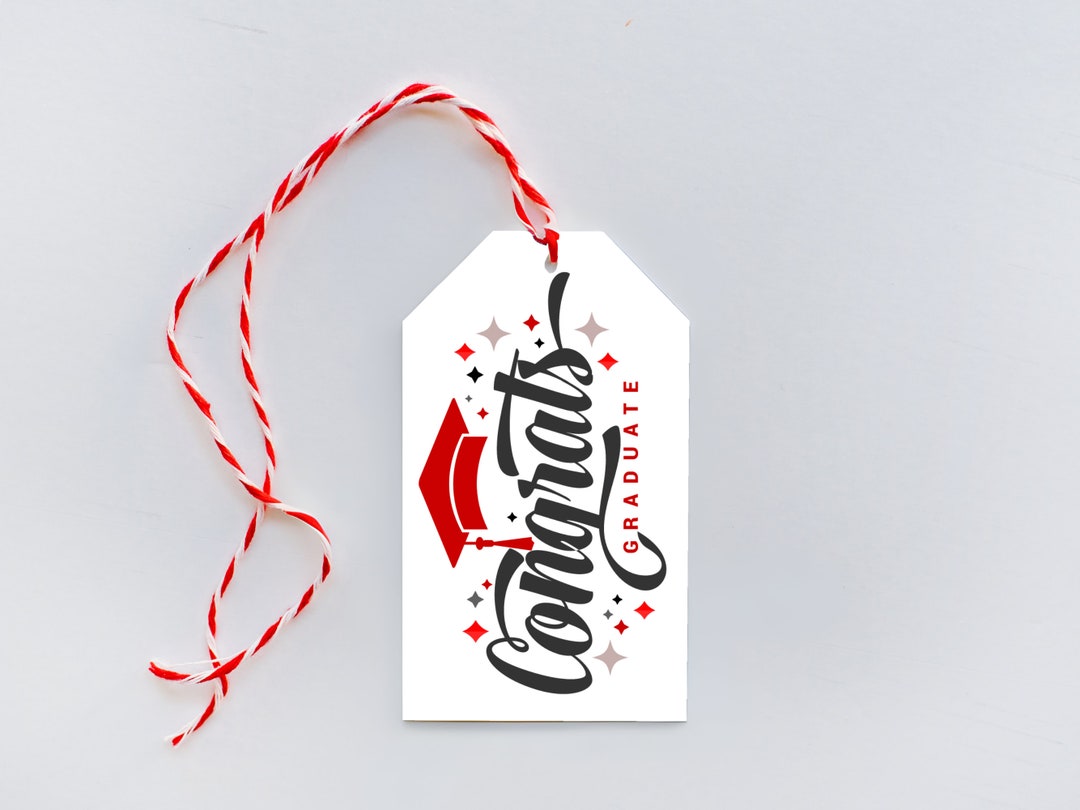 Red Congrats Graduate Gift Tags - Class of 2026 Party Favors (digital ...