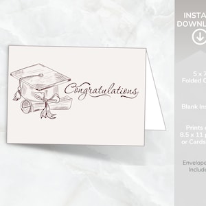 Graduation Printable Card, Download Grad Card, High School Graduation ...