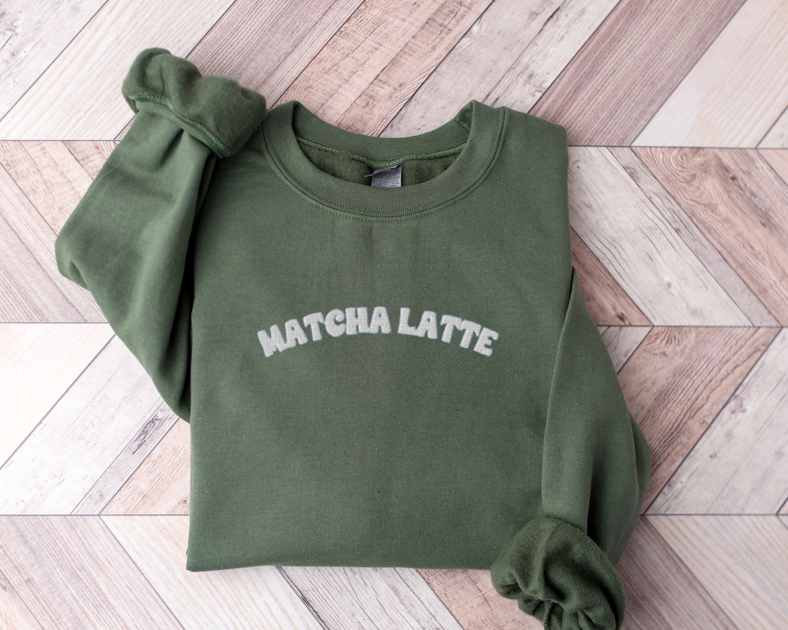 Embroidered Matcha Latte Sweater Matcha Tea Lover Sweatshirt - Etsy Canada
