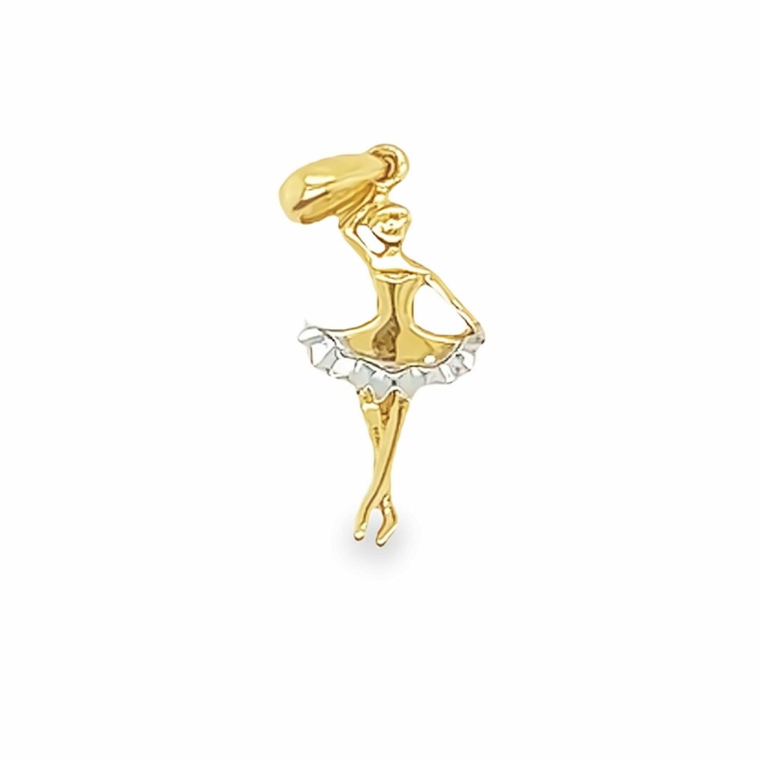 Ballerina Girl Charm Tiny Dancer Pendant Necklace 14k Two Toned Dainty ...