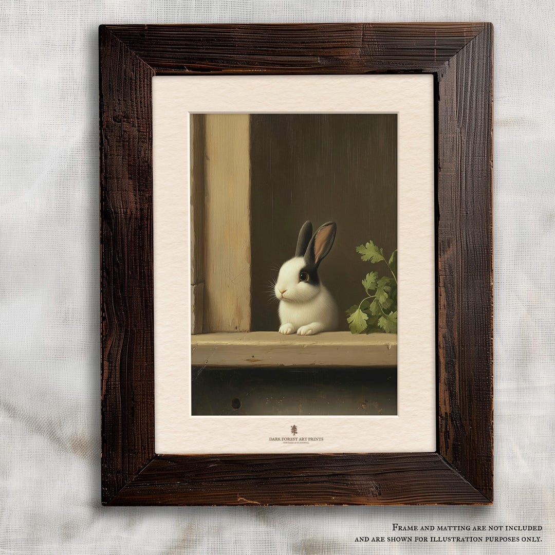 Still Life Painting of Victorian Bunny Rabbit Art Print for Easter ...