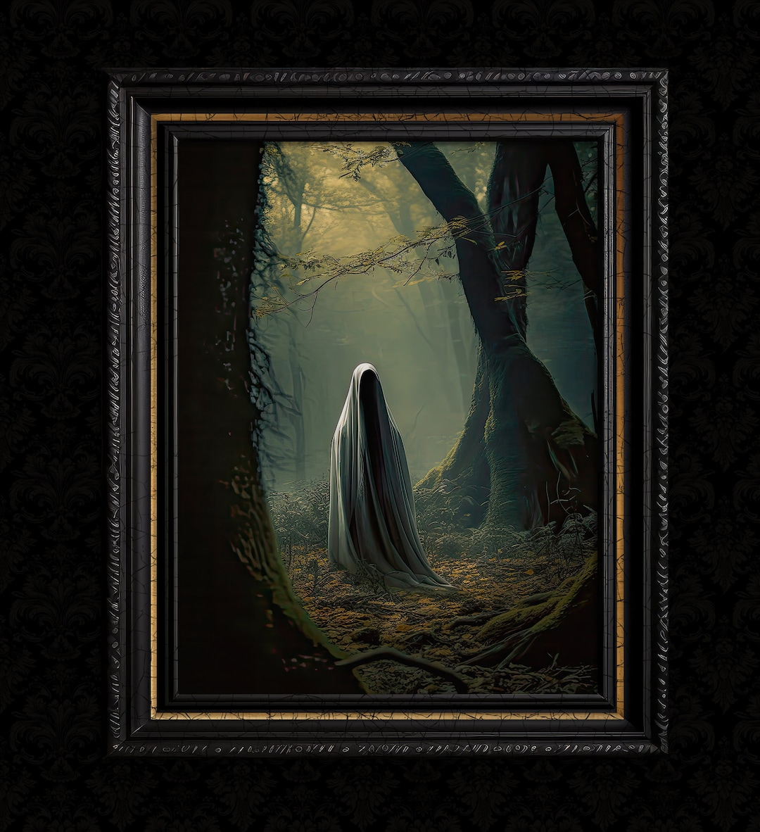 Ghost in Dark Forest Vintage Poster Art Poster Print Dark - Etsy
