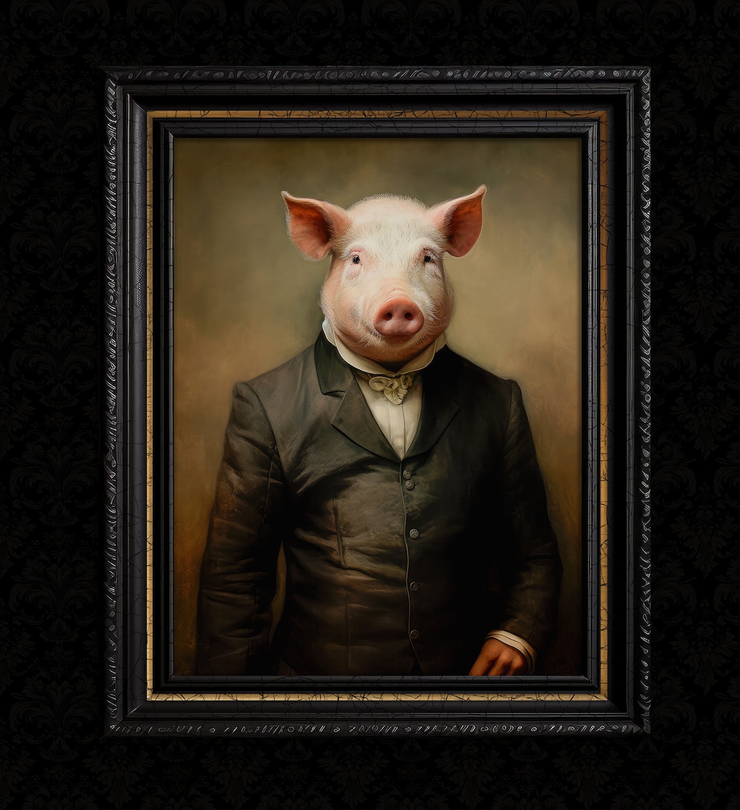 Victorian Pig Art Portrait Pig Wall Decor Print - Etsy