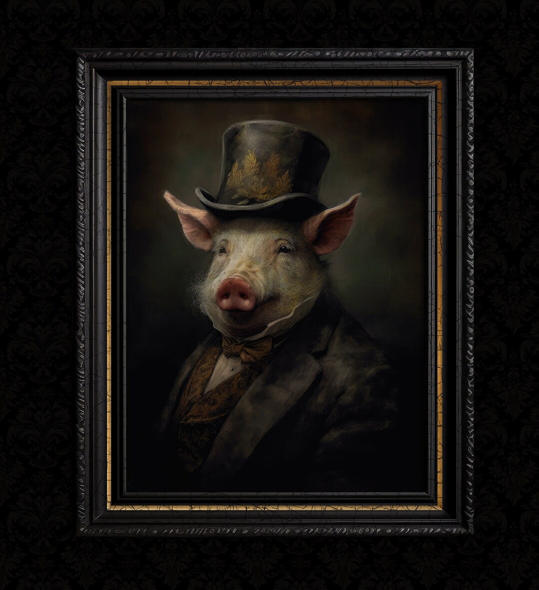 Victorian Pig Print - Etsy