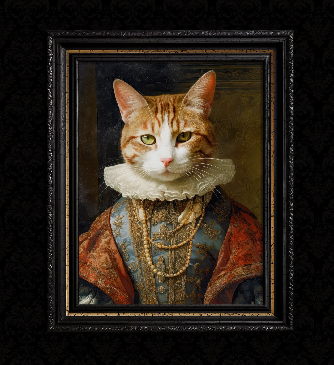 Renaissance Cat Portrait, Cat Poster, Cat Portrait Art - Etsy