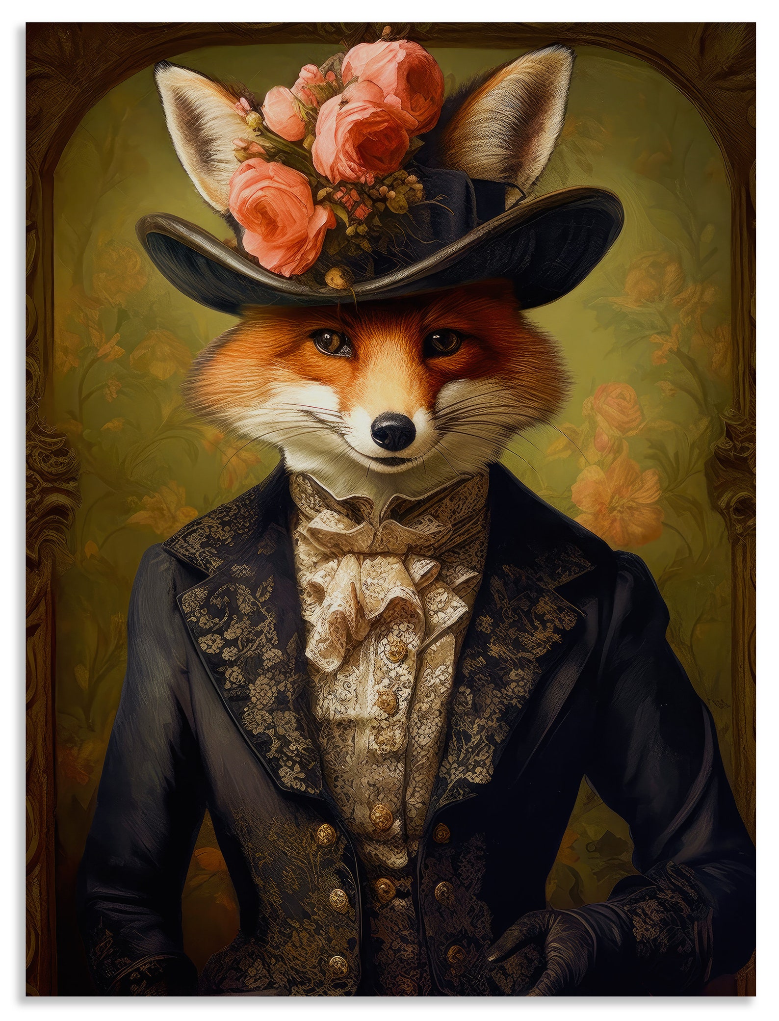 Victorian Fox Vintage Wall Decor Print - Etsy