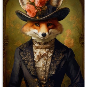 Victorian Fox Vintage Wall Decor Print - Etsy