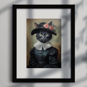 Victorian Cat Art Portrait Cat Wall Decor Print - Etsy