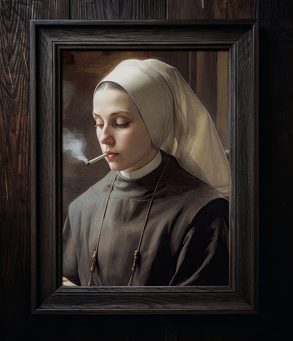 Moody Nun Taking a Break Gothic Wall Art Print - Etsy