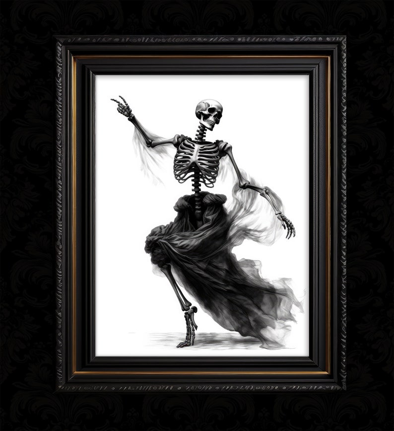 Dancing Skeleton Wall Decor Art Print - Etsy