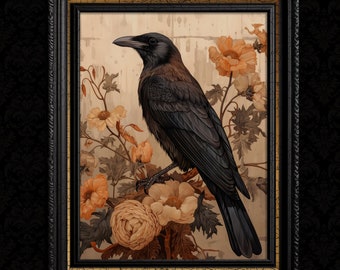 Cat Art, Black Cat Art Print, Raven Theme Decor, Gothic Wall Art ...