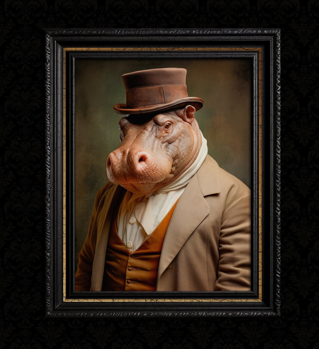 Victorian Hippo Art Fantasy Portrait Print - Etsy
