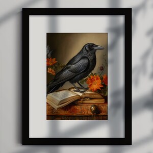 Vintage Raven and Book Wall Art Print - Etsy