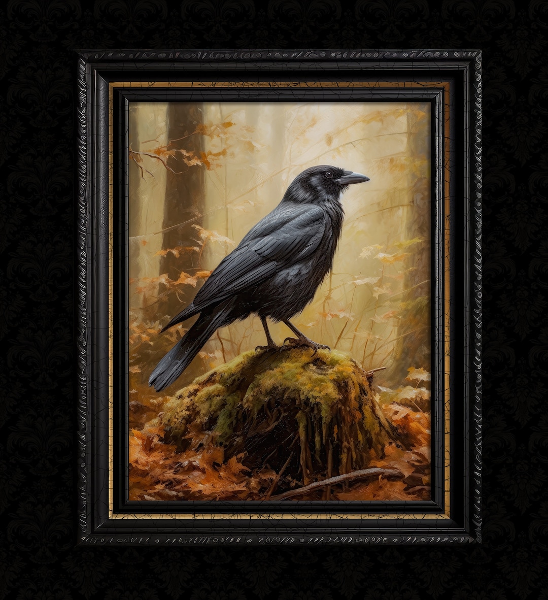 Vintage Forest Raven Wall Art Print - Etsy