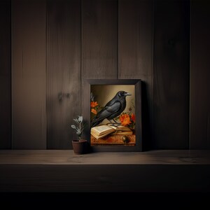 Vintage Raven and Book Wall Art Print - Etsy