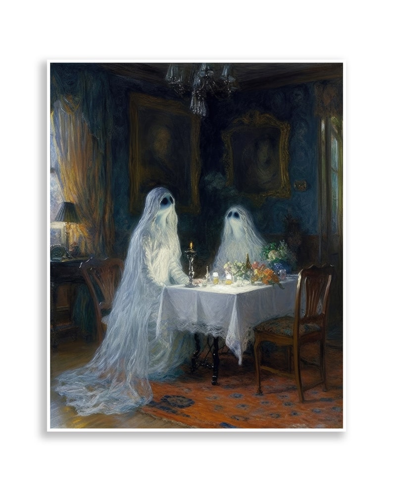 Ghosts Having Dinner Ghost Painting Wall Decor - Etsy