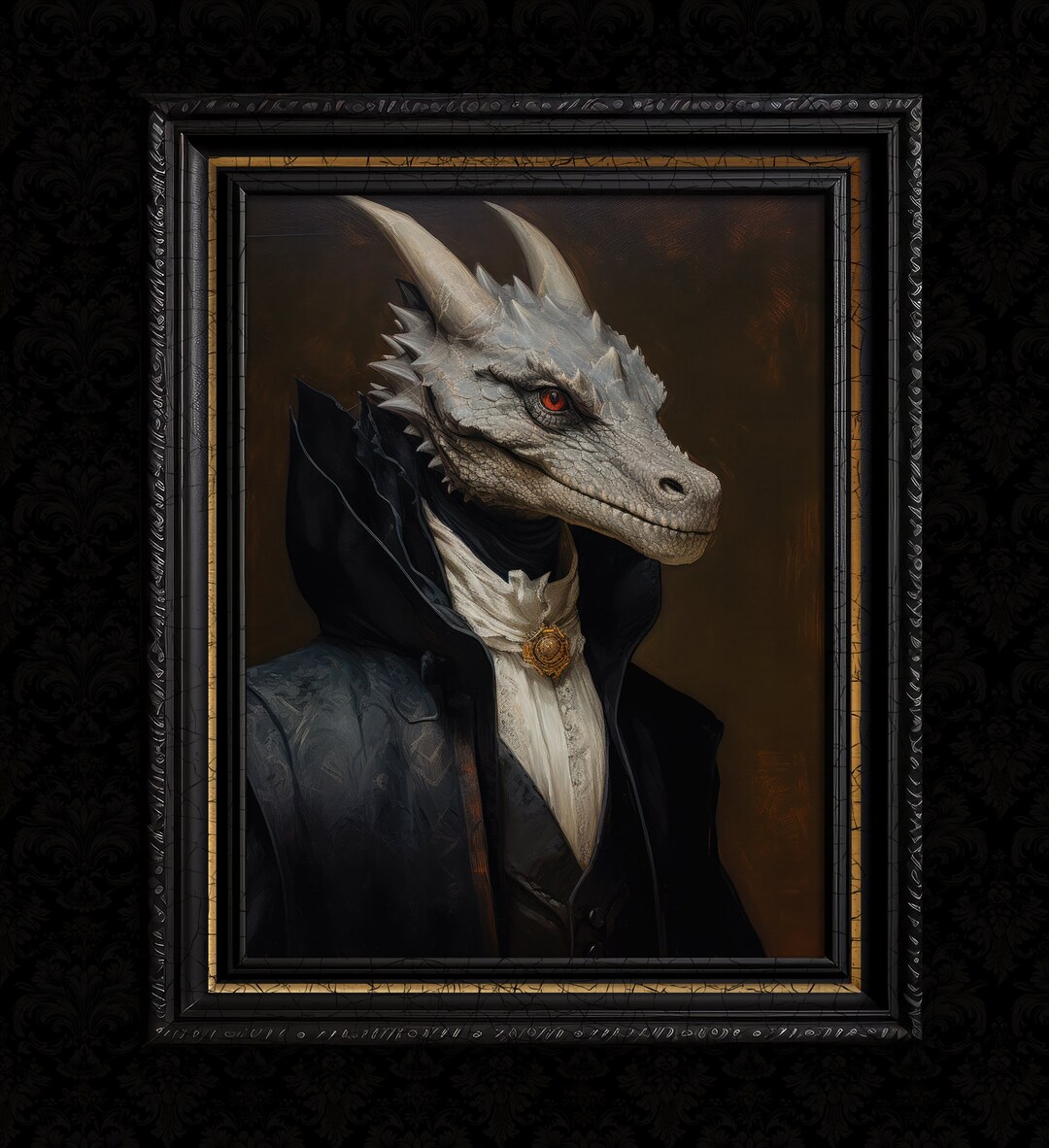 Victorian Dragon Art Portrait Dragon Wall Decor Print - Etsy