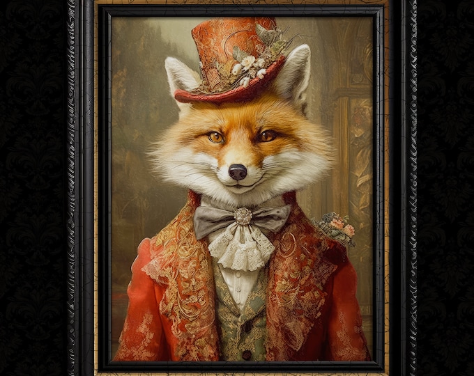 Victorian Fox Portrait Print - Etsy