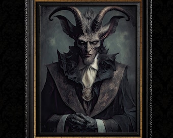 Baphomet Woodcut Print Wall Art for Living Room Satanic Print Satanic ...