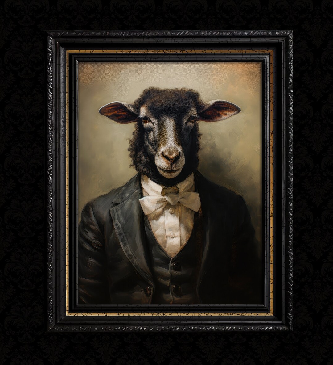 Viktorianisches schwarzes Schaf Art Fantasy Portrait Print - Etsy.de