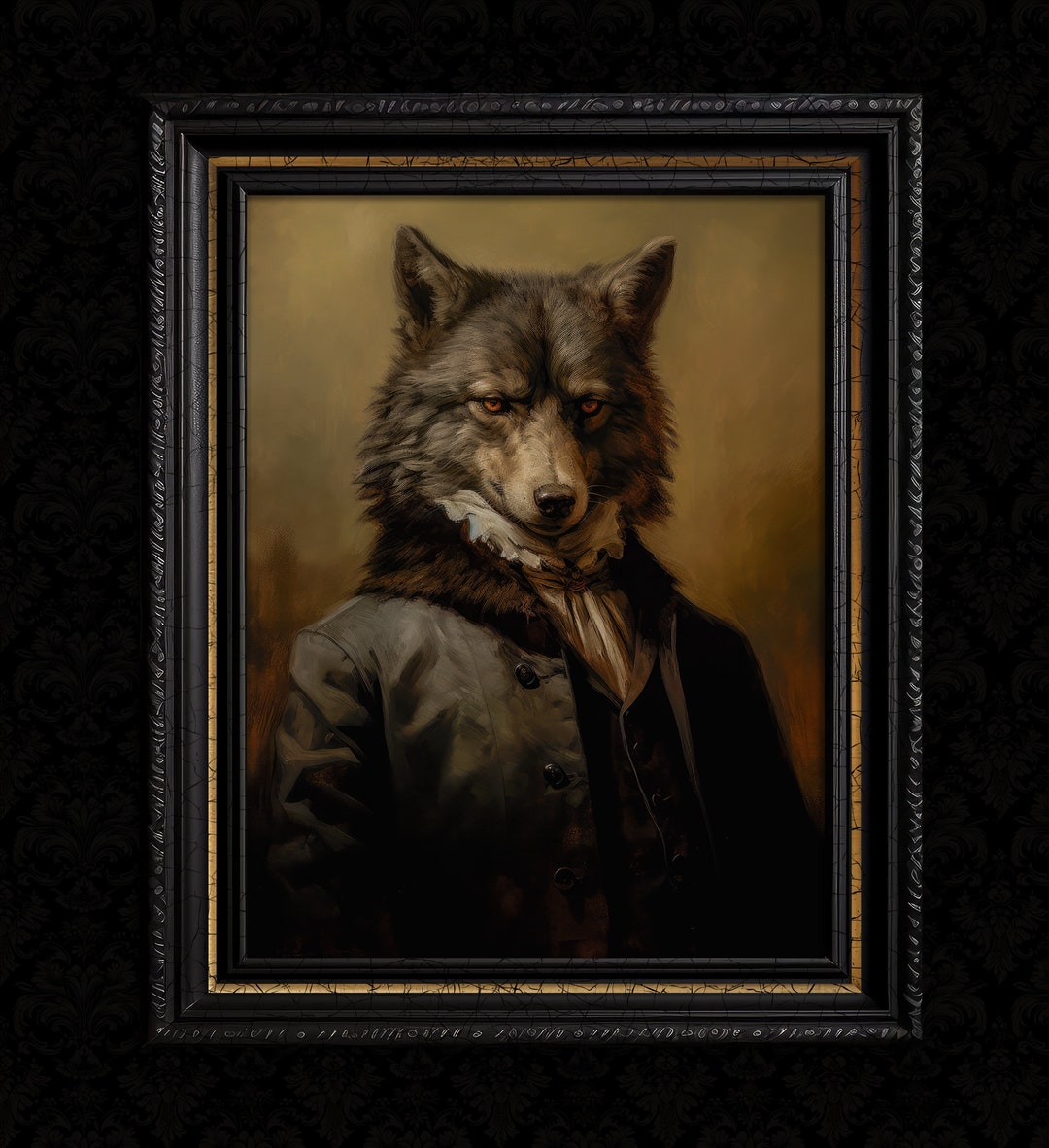 Wolf Art Wall Decor Print Victorian Wolf Fantasy Portrait - Etsy