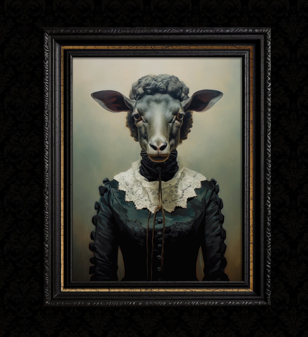 Black Sheep Art Victorian Portrait Sheep Decor Print - Etsy